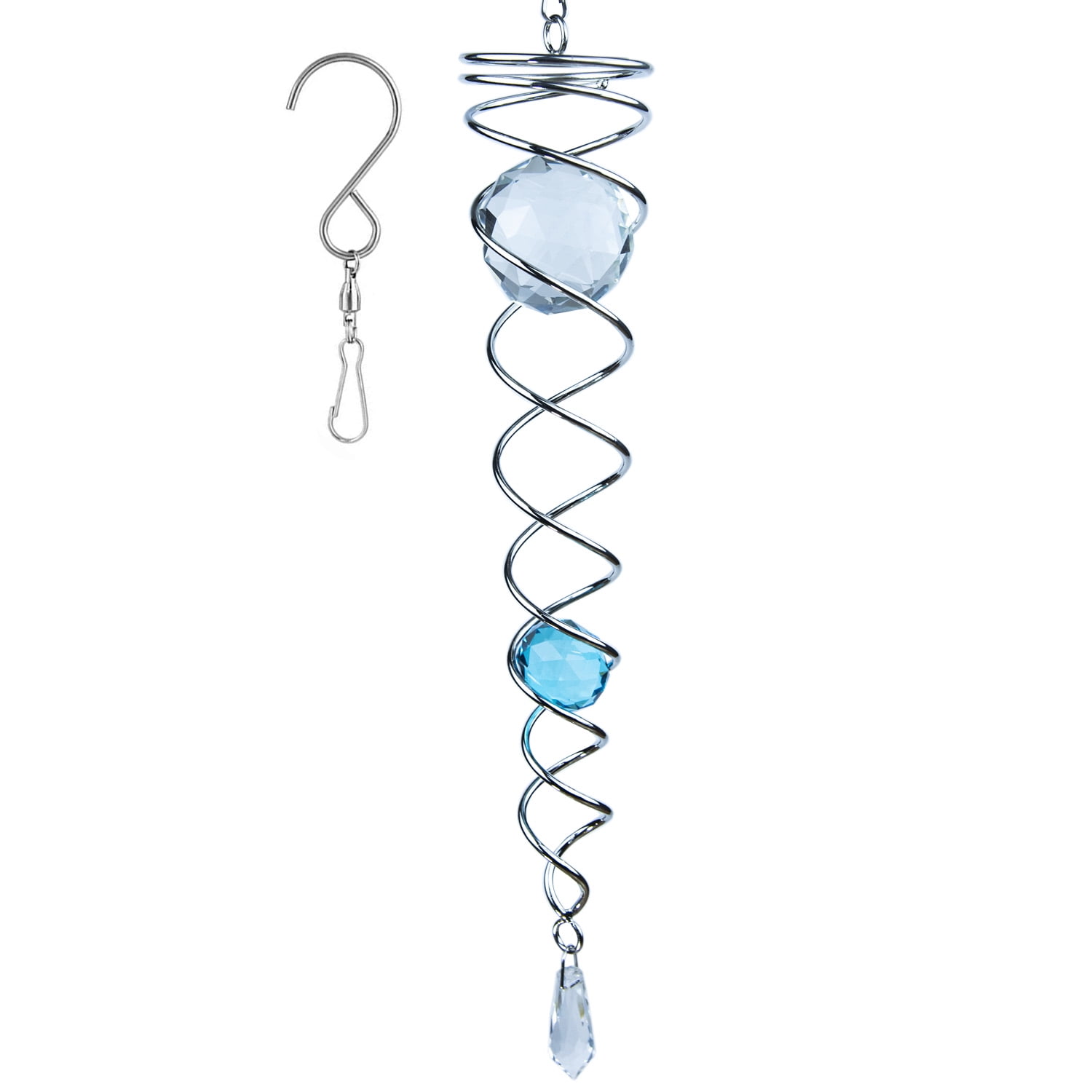 Prefdo 12''' Lake Blue Stainless Steel Gazing Ball Wind Spinner ...