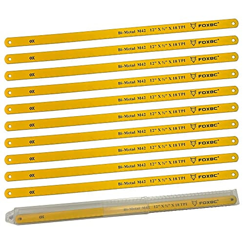 12 inch Hacksaw Blade 18 TPI, Bi-Metal M42, Metal Cutting, 10-Pack ...