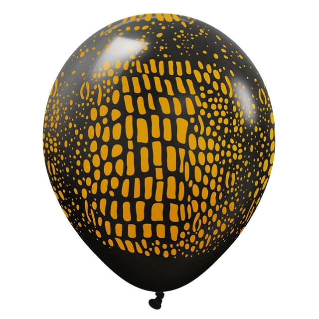 12 inch Kalisan Safari Crocodile - Black W/ Gold Ink Latex Balloons (25 ...