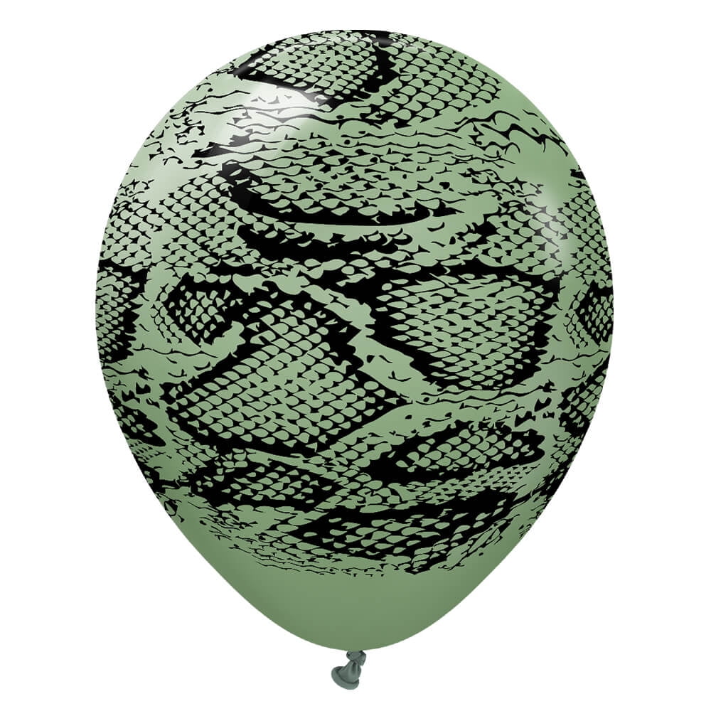 12 inch Kalisan Safari Snake - Eucalyptus W/ Black Ink Latex Balloons ...