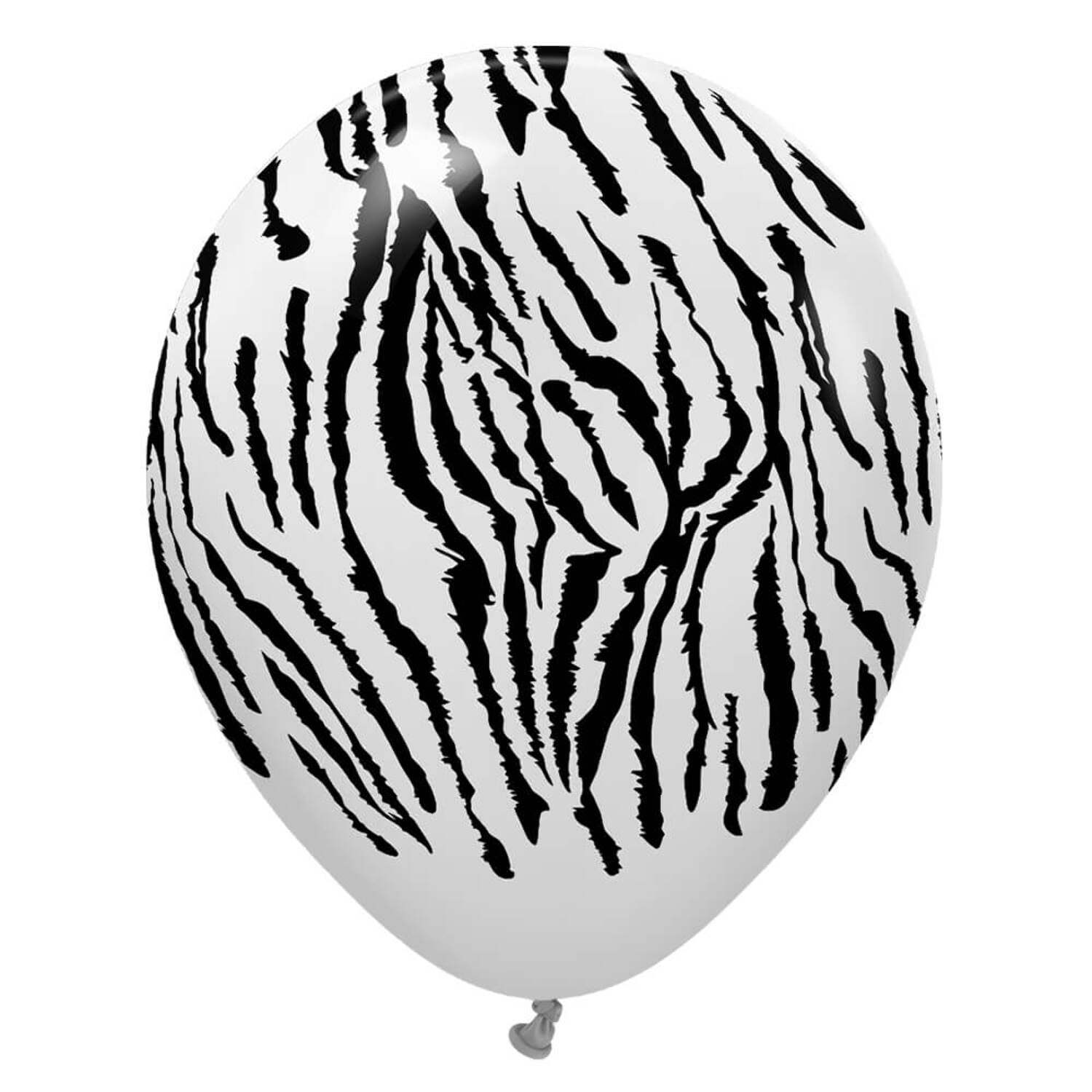 12 inch Kalisan Safari Tiger - Smoke W/ Black Ink Latex Balloons (25 ...