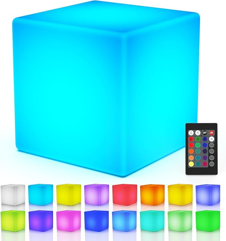 12-inch LED Cube Lights: Rechargeable RGB Colors Changing Light with ...