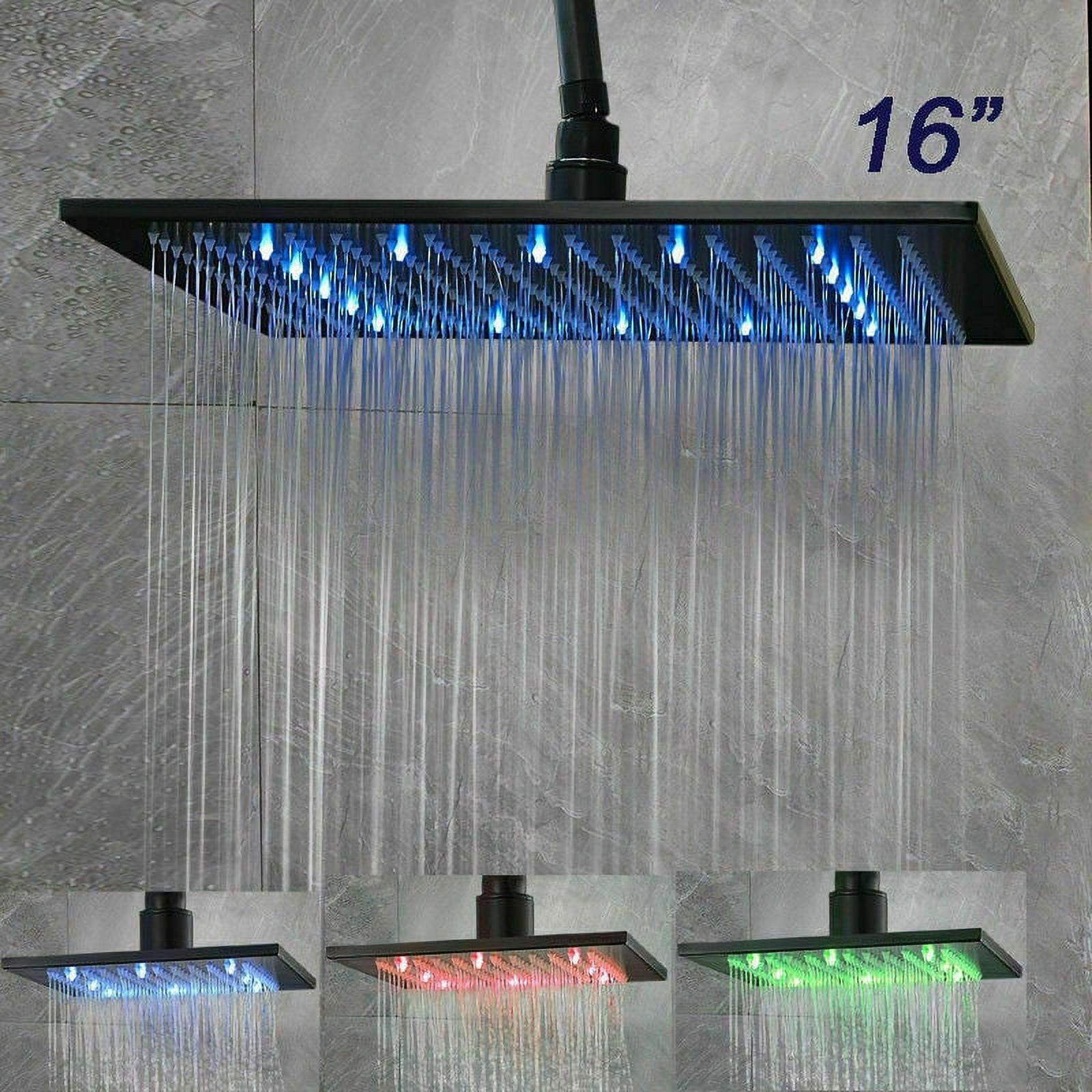 12-inch LED Shower Head Ceiling/Wall Mounted Matte Black Rainfall ...