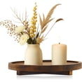 12 inch Large Round Decorative Tray Wood Bathroom Counter Organizer ...