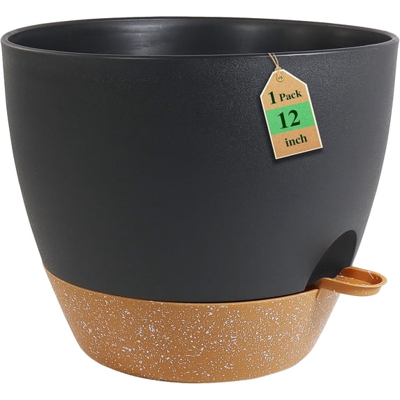 12 inch Large Self Watering Pots, Flower Pots with Drainage Holes for ...