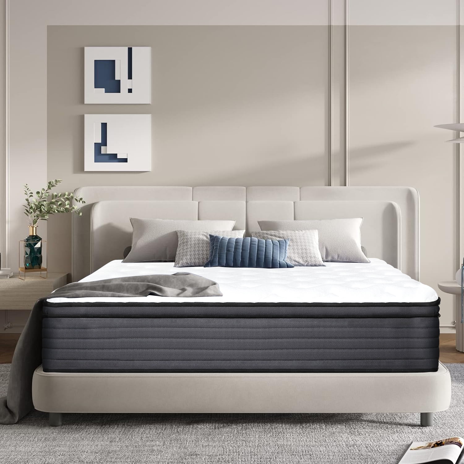 12 inch Mattress Queen Memory Foam Pocket Spring Hybrid Mattress in a ...