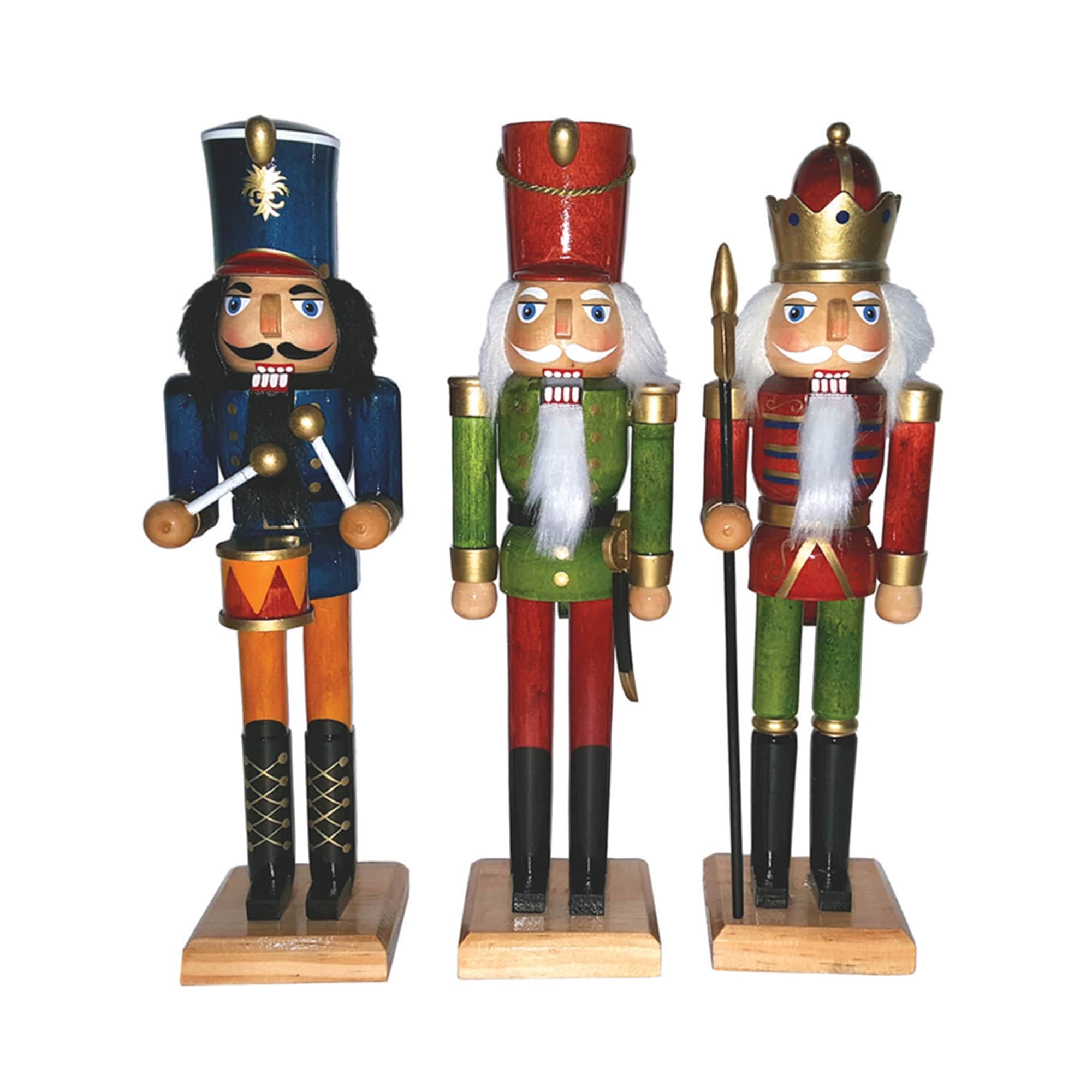 12 inch Natural Wood Nutcracker, Set of 3 - red - Walmart.com
