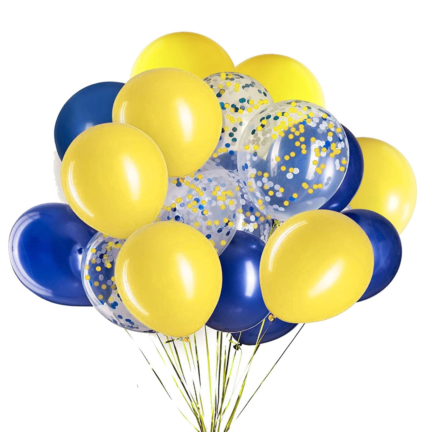 12 inch Navy Blue IFF17 and Yellow Balloons,Navy and Yellow Confetti ...