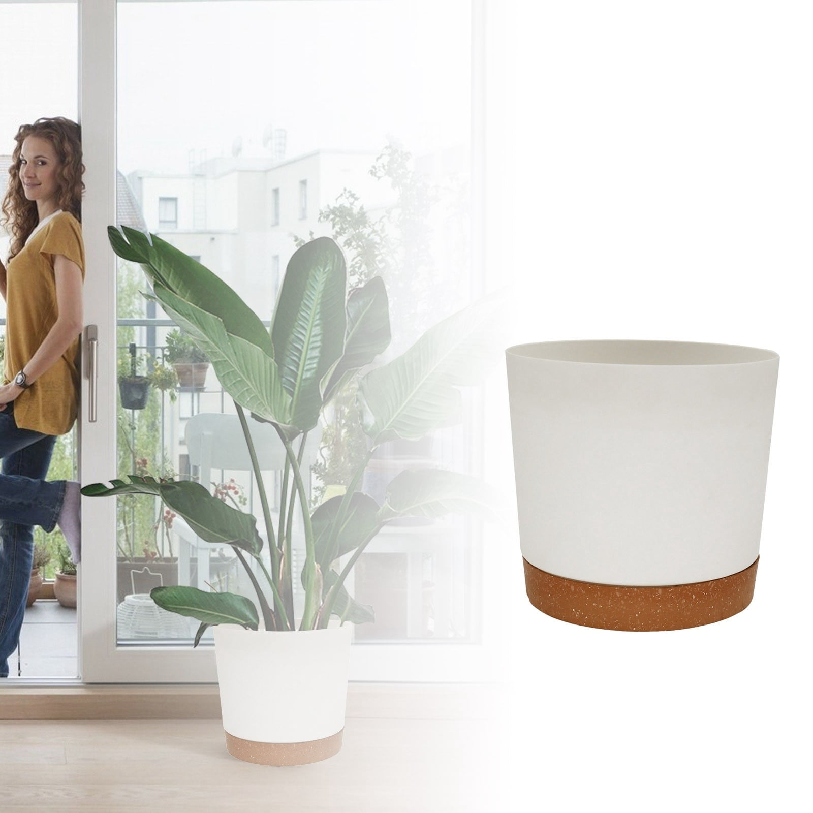12 inch Pot with Drainage Holes - Modern Indoor and Outdoor Flower ...