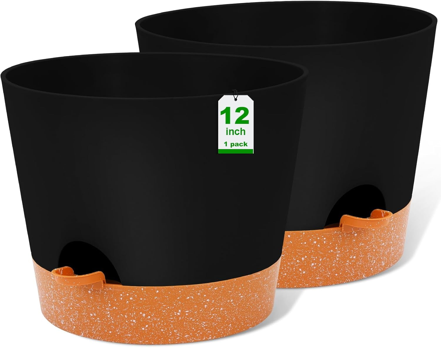 12 inch Plant Pots, planters,Self Watering Pots, 2 Pack Large Plastic ...