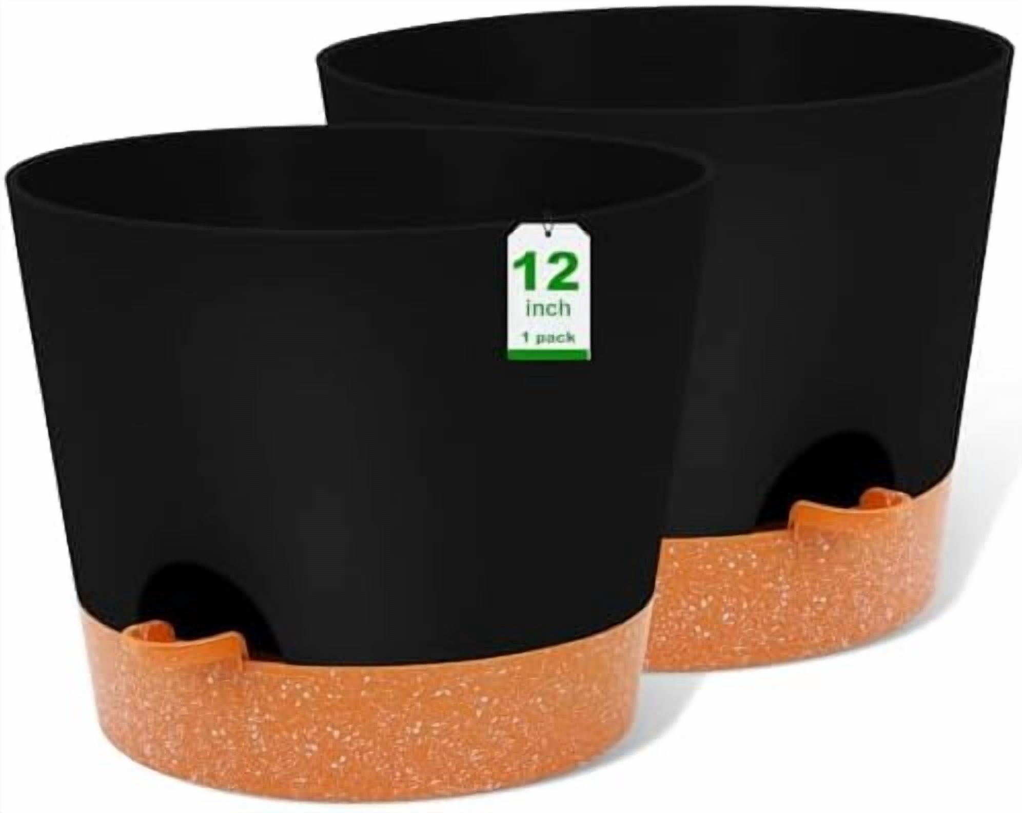 12 inch Plant Pots, planters,Self Watering Pots, 2 Pack Large Plastic ...