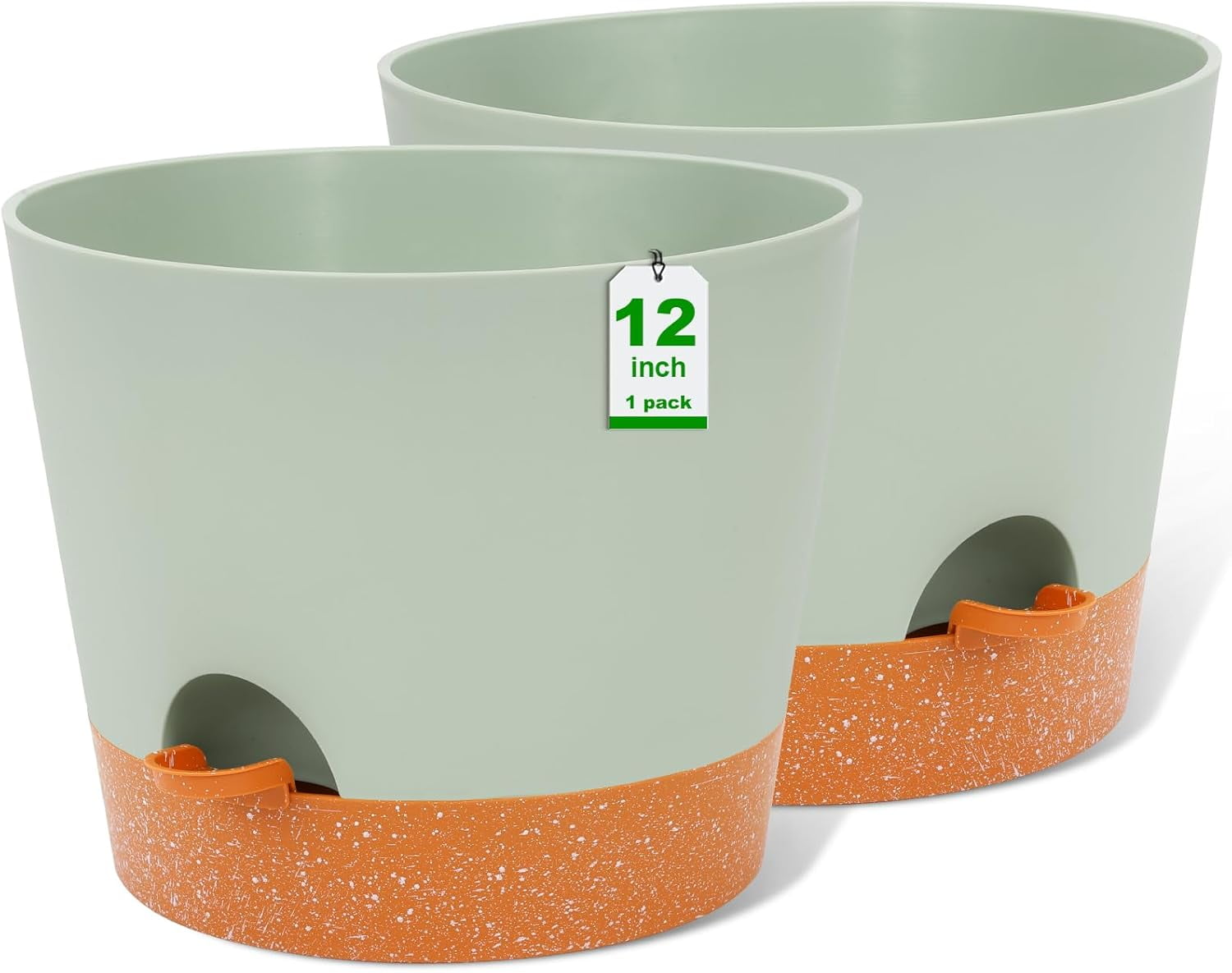 12 inch Plant Pots, planters, Self Watering Pots, 2 Pack Large Plastic ...