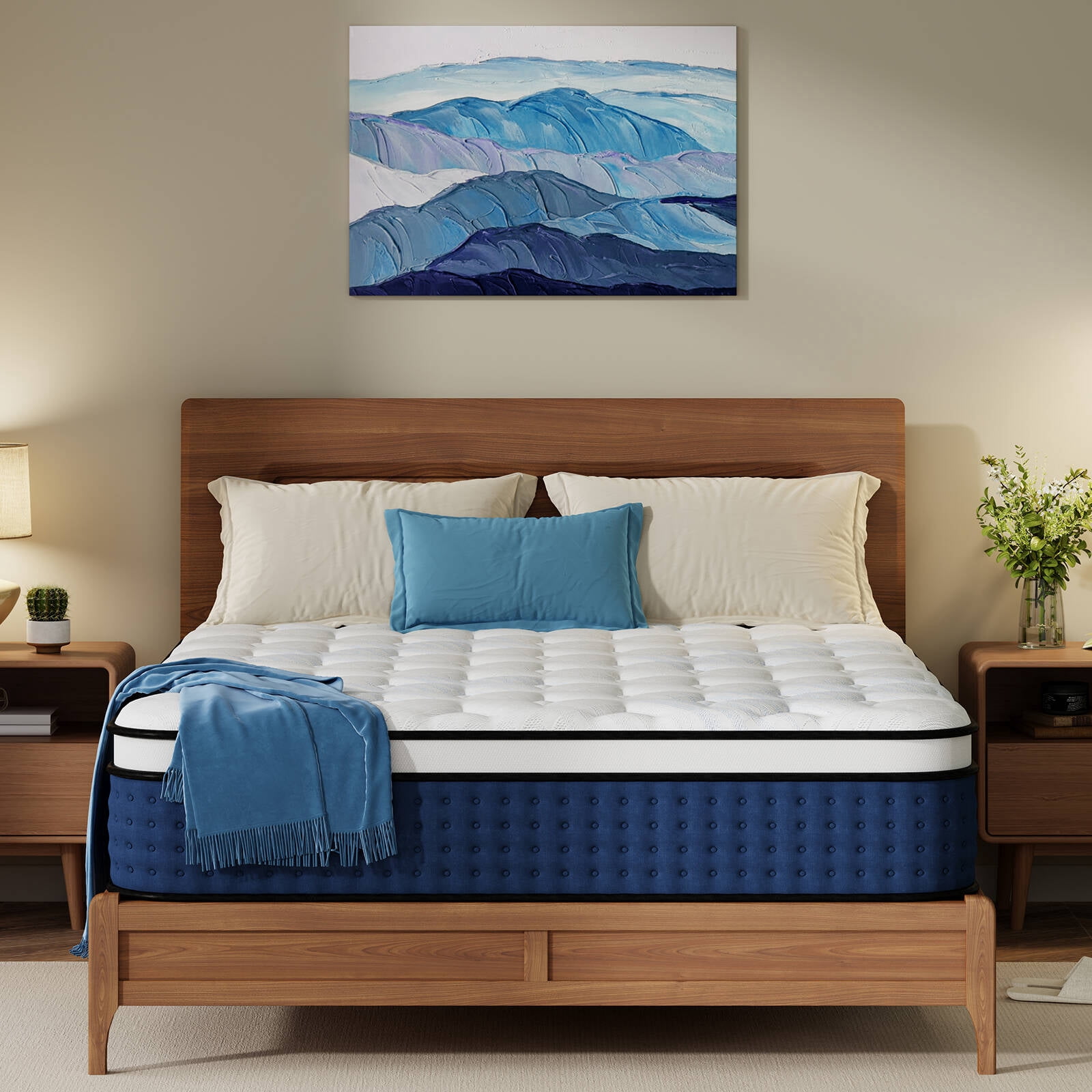 GREOO 12in Queen Mattress Memory Foam and Individual Pocket Springs ...
