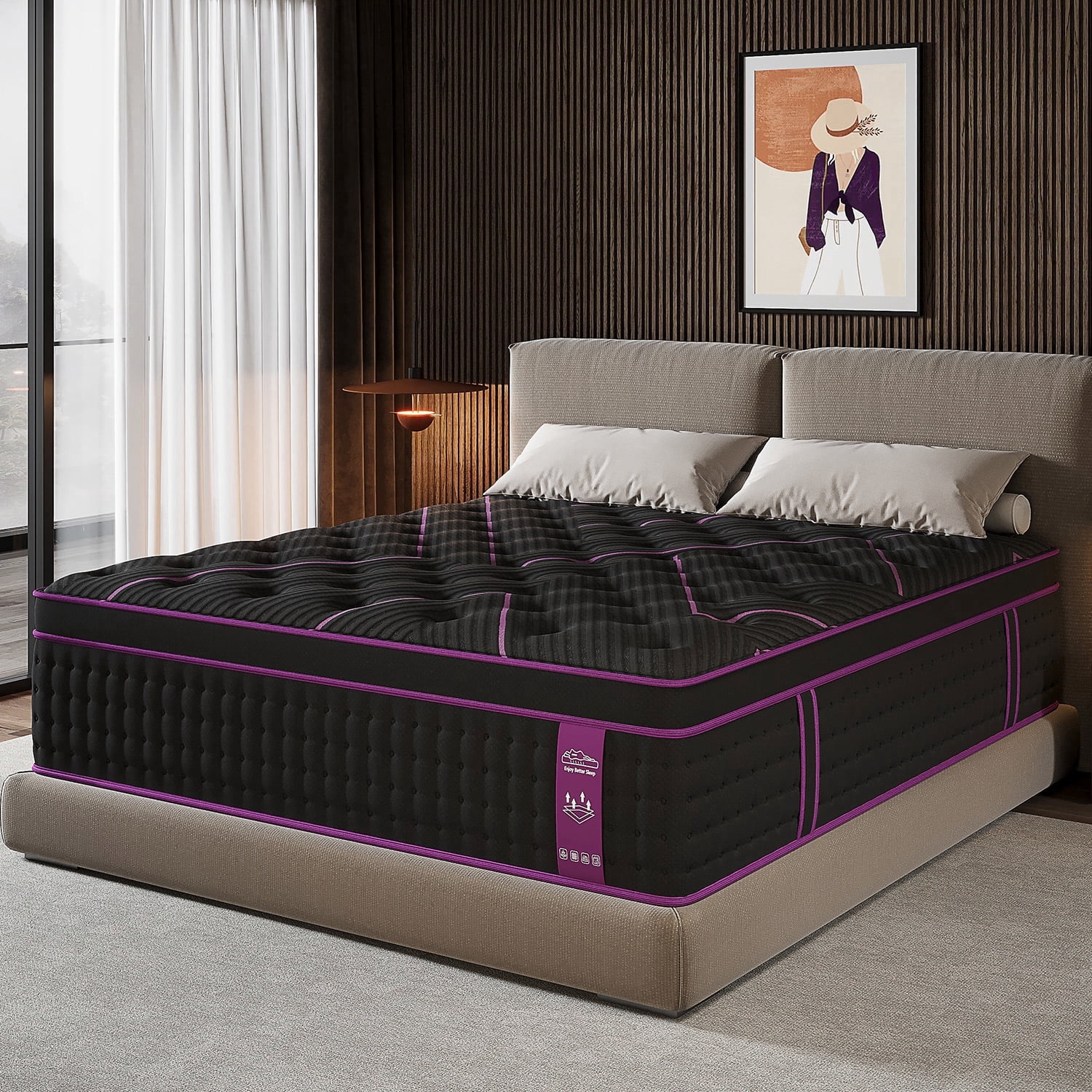 12 inch Queen Mattress Gel Memory Foam Hybrid Mattress in a Box ...