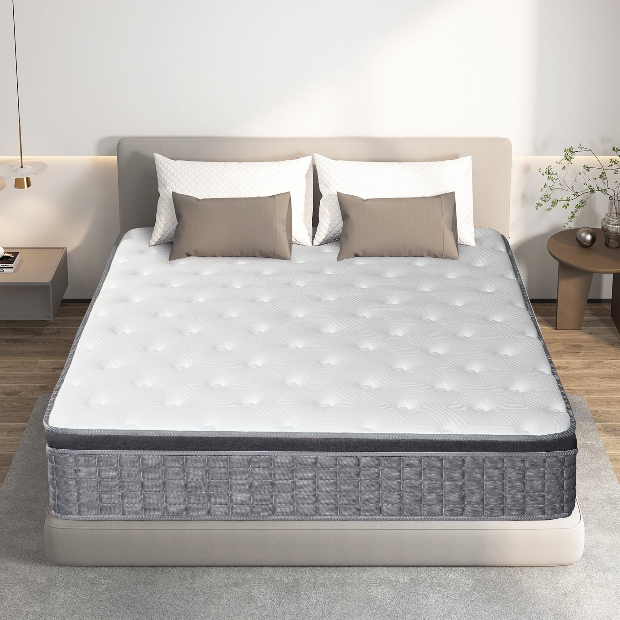 12 inch Queen Mattress in a Box, Gel Memory Foam and Pocket Spring ...