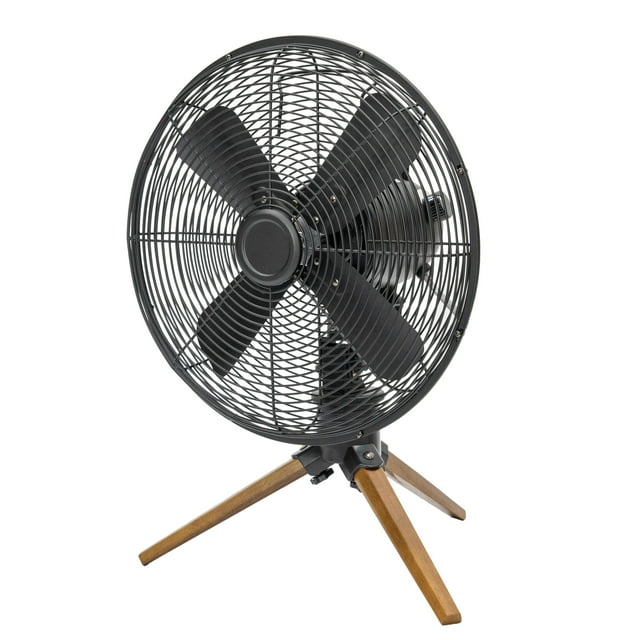 12 inch Retro Tripod Wood Leg Table Fan Black - Walmart.com