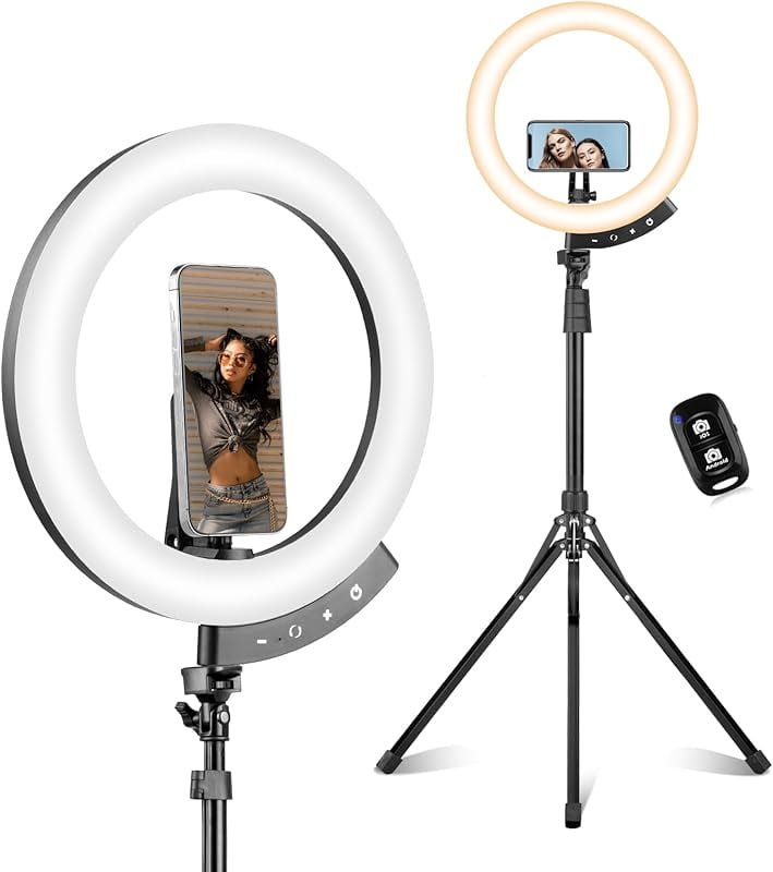 12-inch Ring Light with 67-inch Selfie Stick, Tripod and Phone Holder ...
