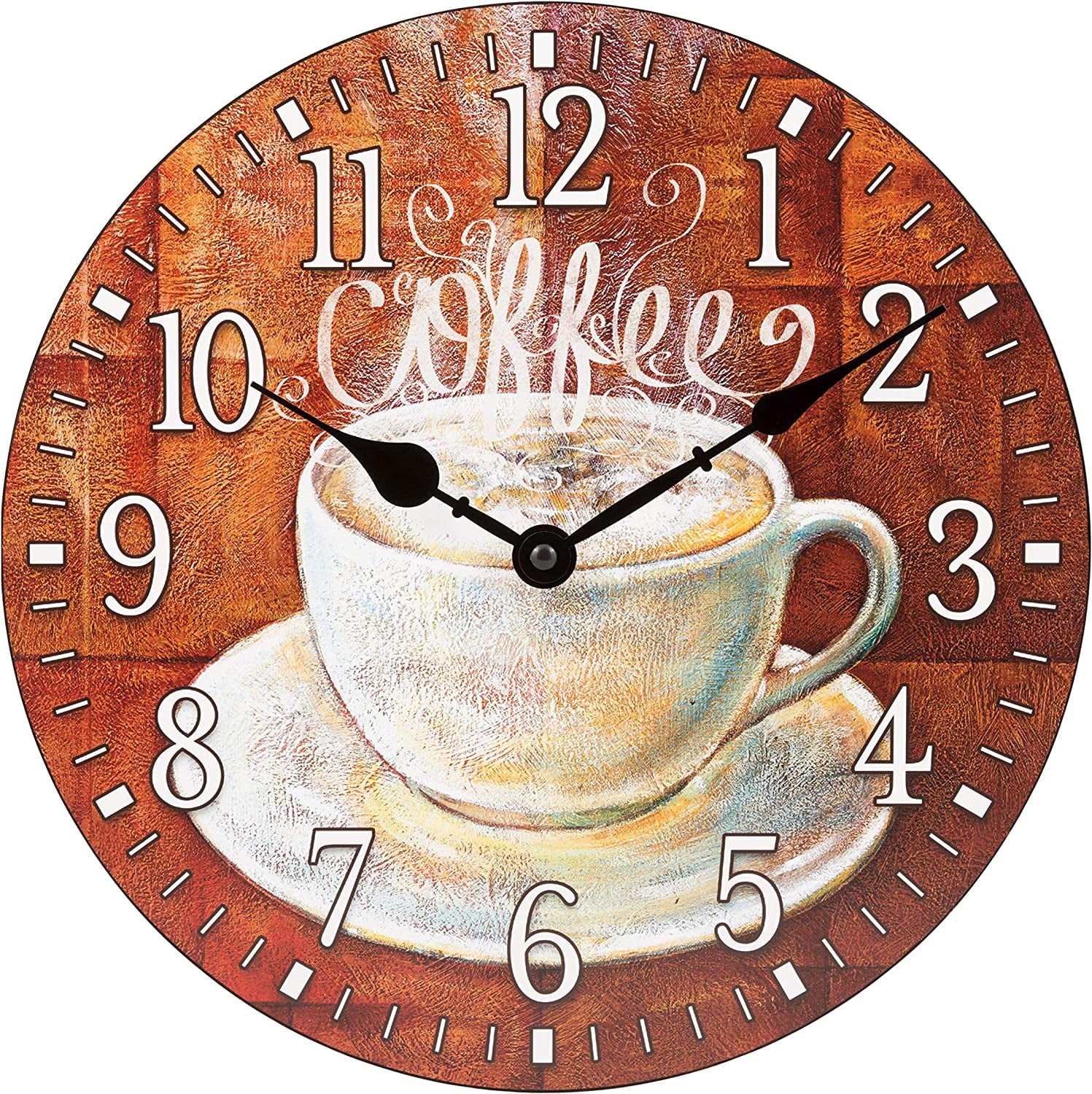 12 inch Round Coffee Wall Clock Decorative Quartz Analog Wall Clock ...