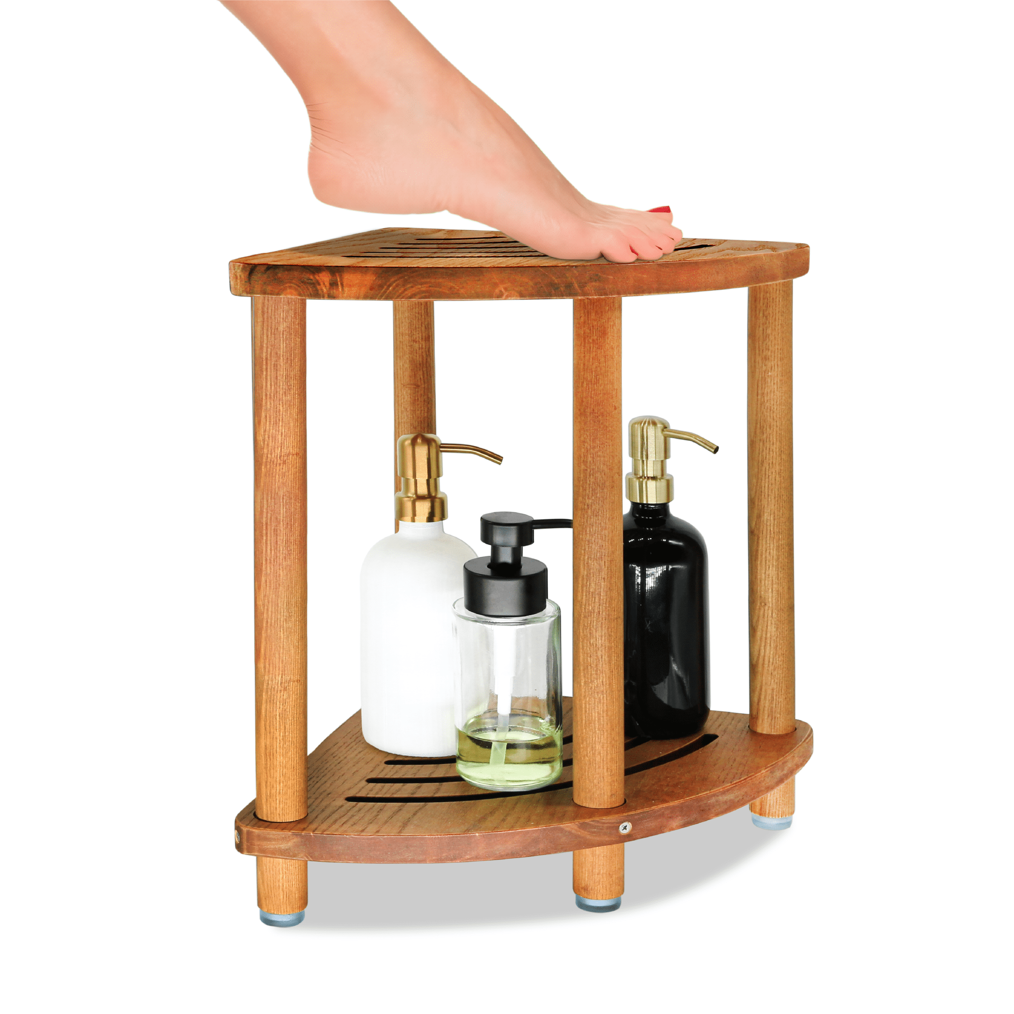12-inch Shower Foot Rest Stool – 2-Tier Corner Bathroom Bench for ...
