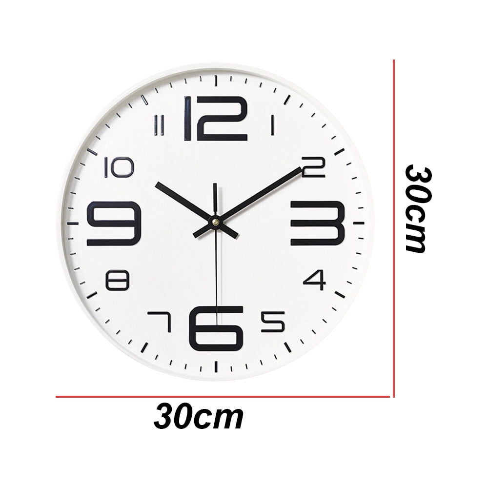12-inch Silent Quality Quartz Clock-Battery-powered Round Home Clock ...