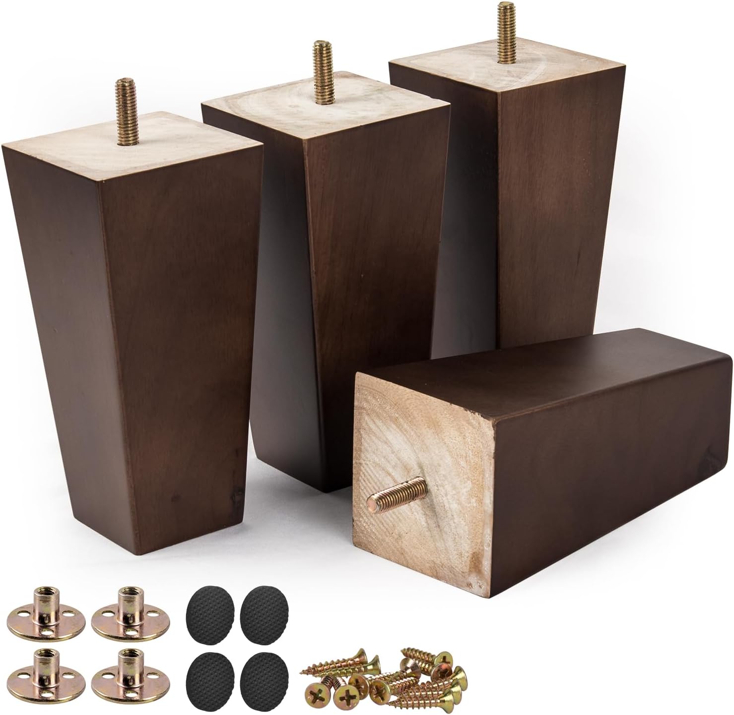 The 12 inch Solid Wood Furniture Legs, 4Pcs Mid-Century Modern Wooden ...