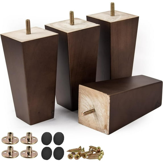 12 inch Solid Wood Furniture Legs, 4Pcs Mid-Century Modern Wooden ...