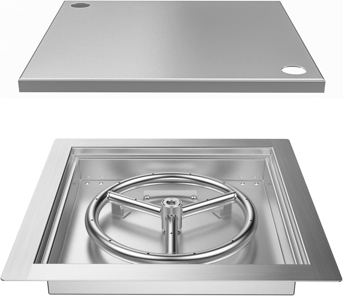 12 inch Square Stainless Steel Drop in Fire Pit Burner Pan with Burner ...