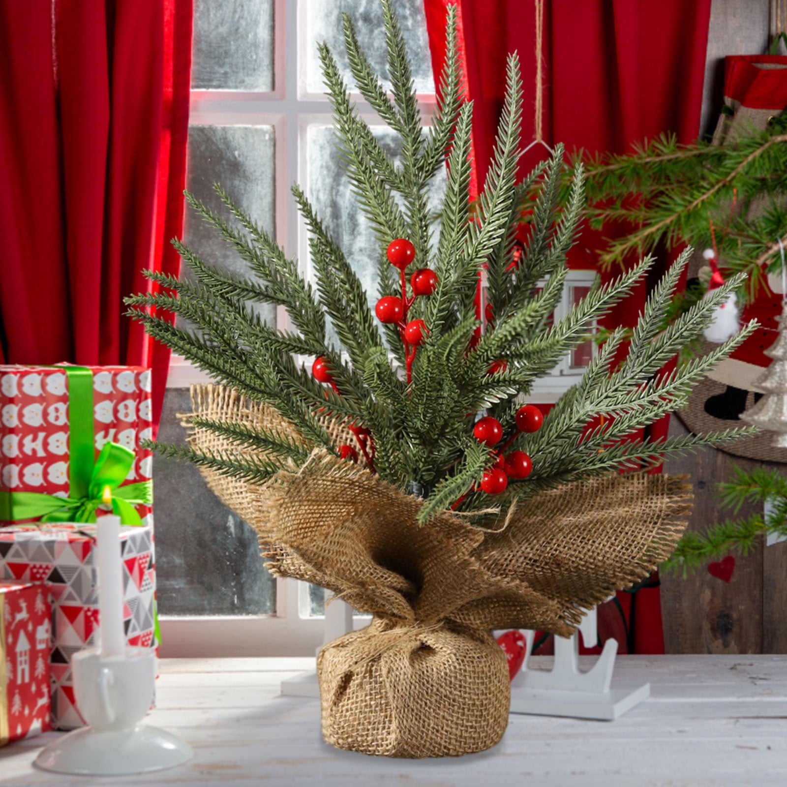 12 inch Tabletop Christmas Tree Decorations Small Artificial Xmas Tree ...