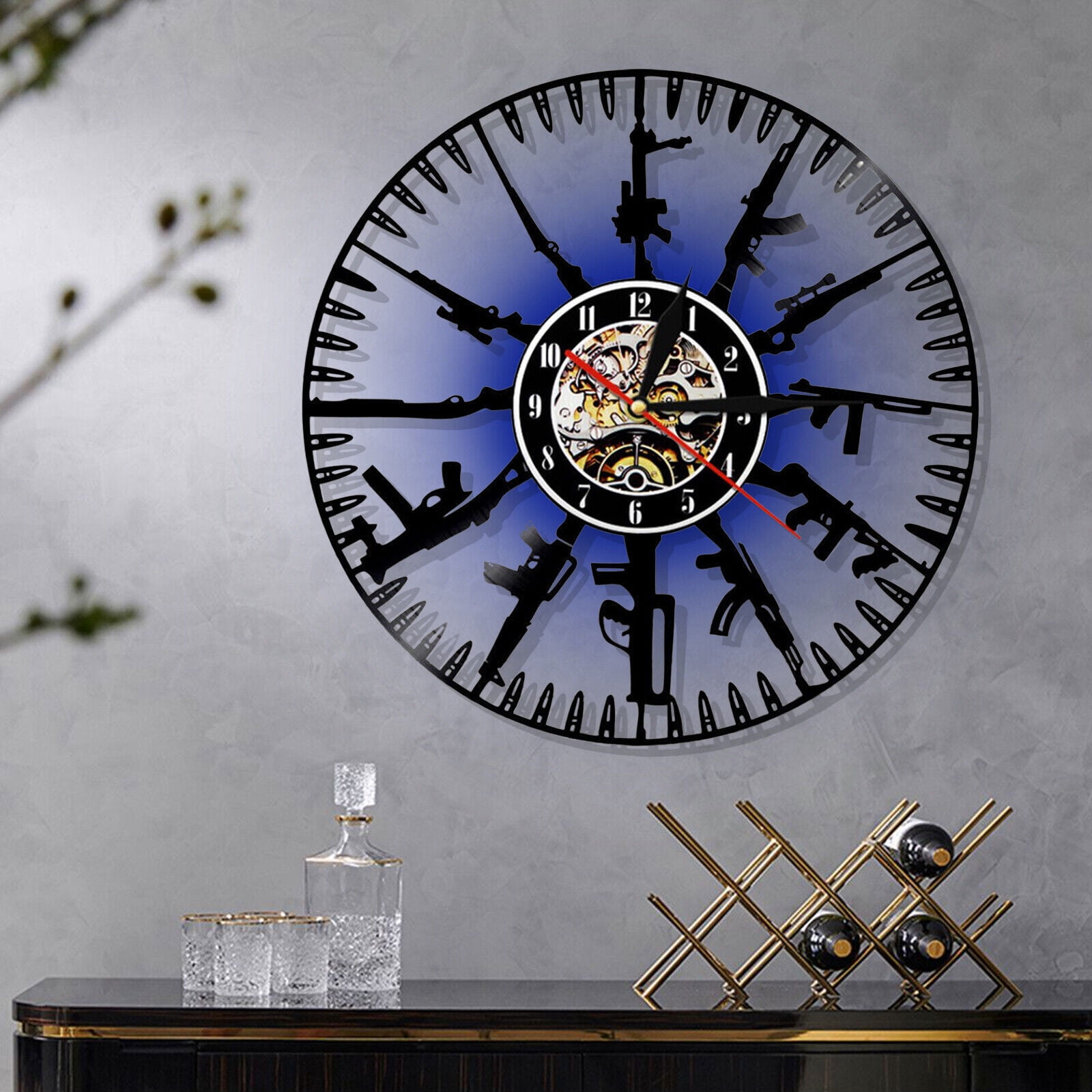 12 inch Time Vinyl Record Clock Vintage Army Gun Wall Clock Home Decor ...