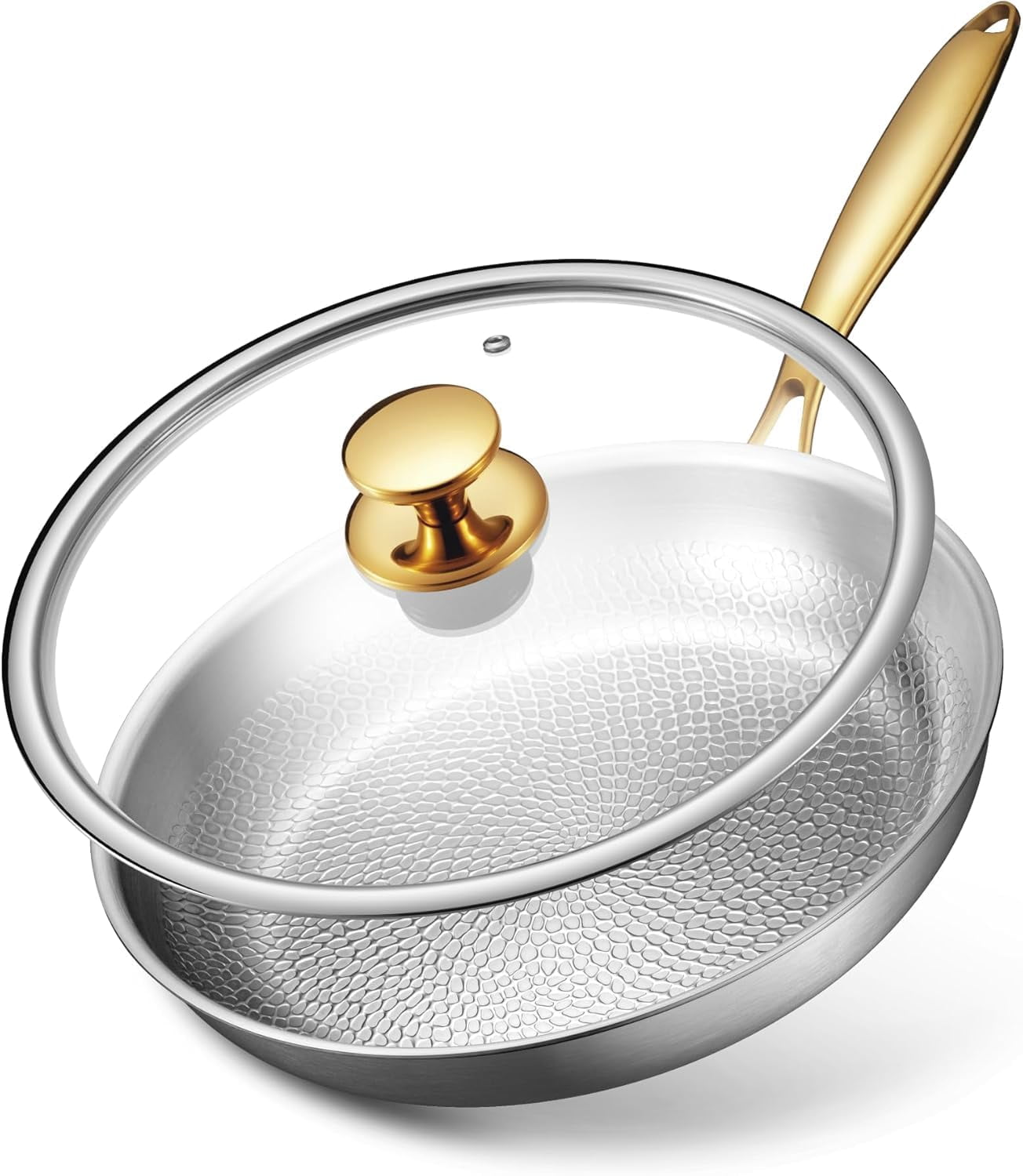 12-inch Titanium Tagine Skillet with Lid, Chef-grade Hammered Design ...