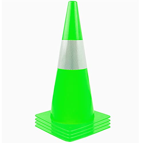 12 inch Traffic Safety Cones with Reflective Collars,[4 Pack]Green ...