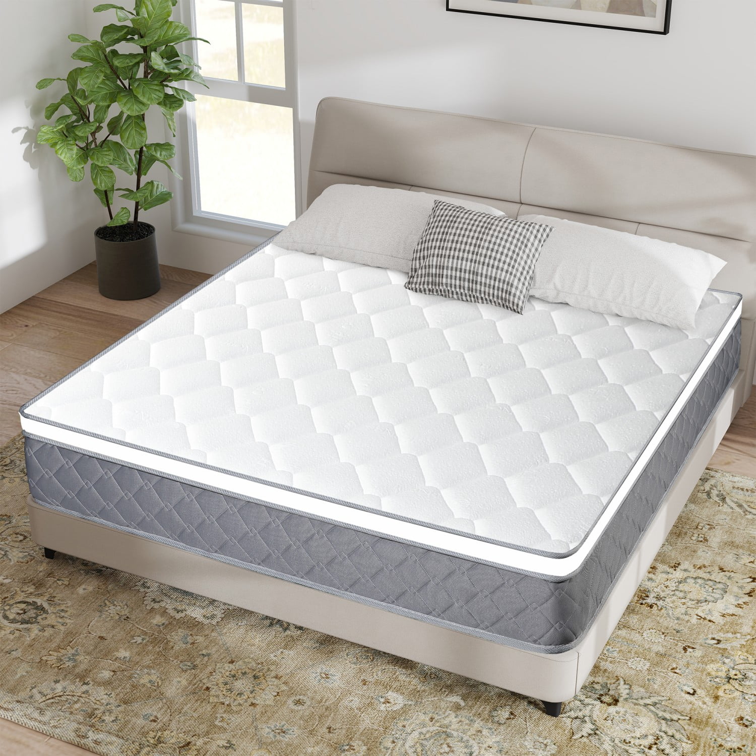 12 inch Twin Hybrid Mattress with Moderately Firm Feel, Cooling Airflow ...