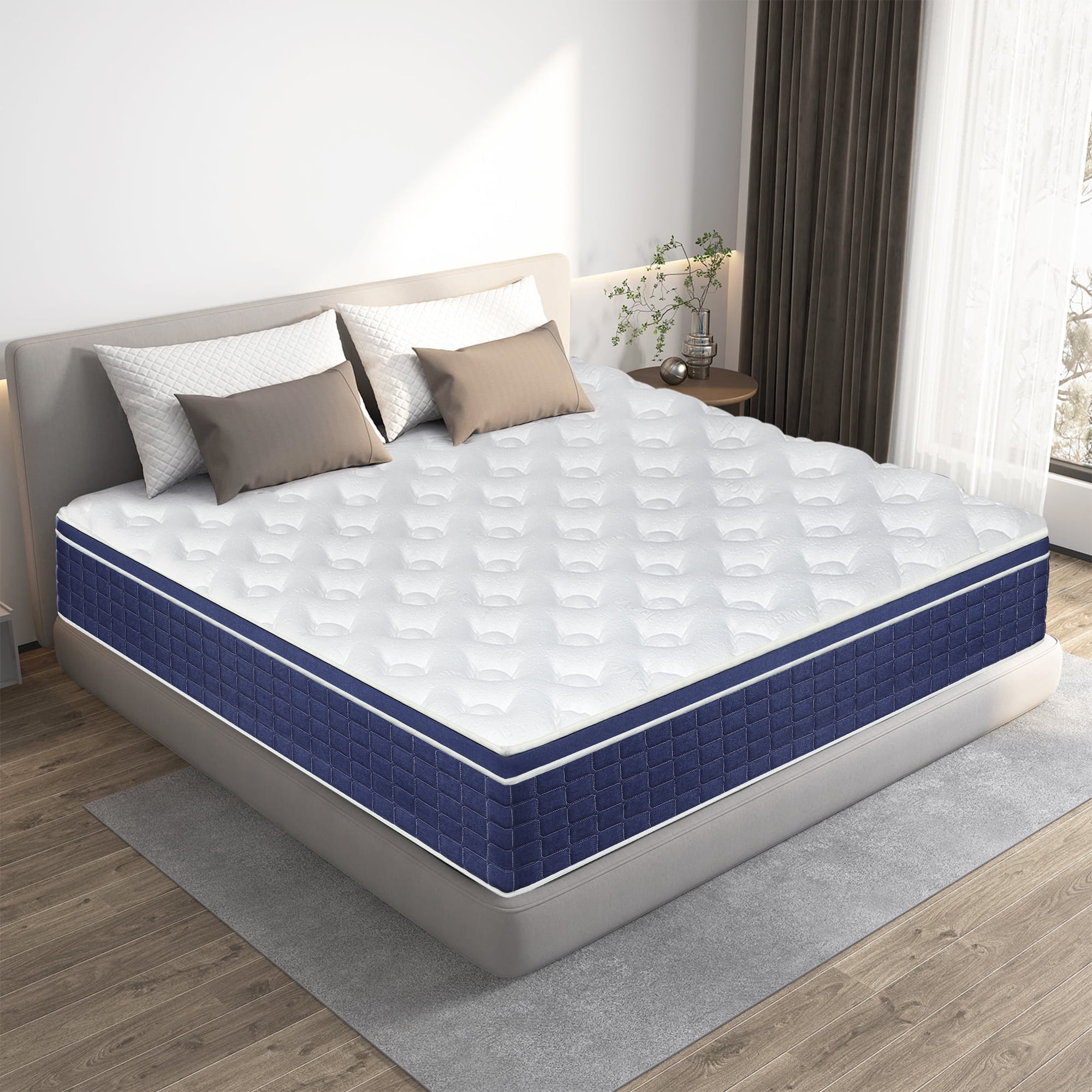 12 inch Twin Mattress in a Box, Gel Memory Foam and Pocket Spring ...