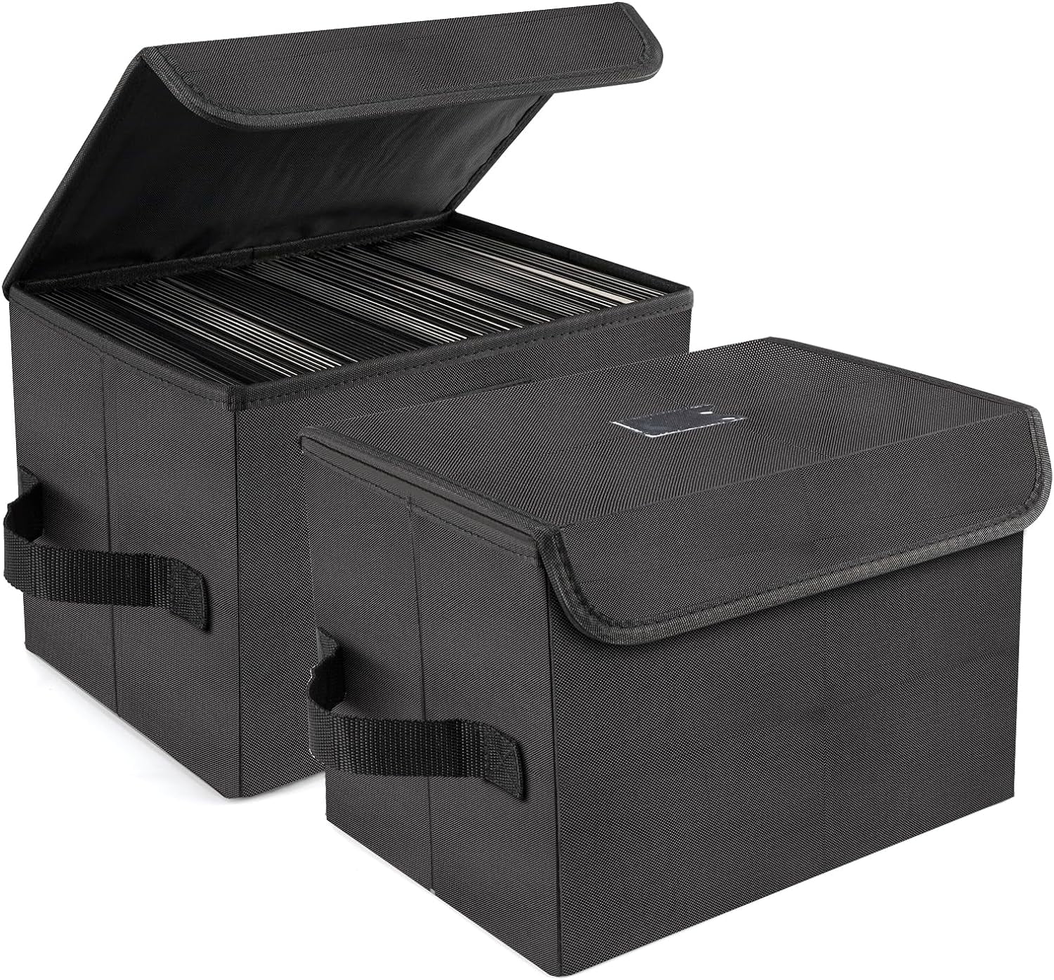 12-inch Vinyl Record Storage Box, Nylon Foldable and Stackable Set of 2 ...