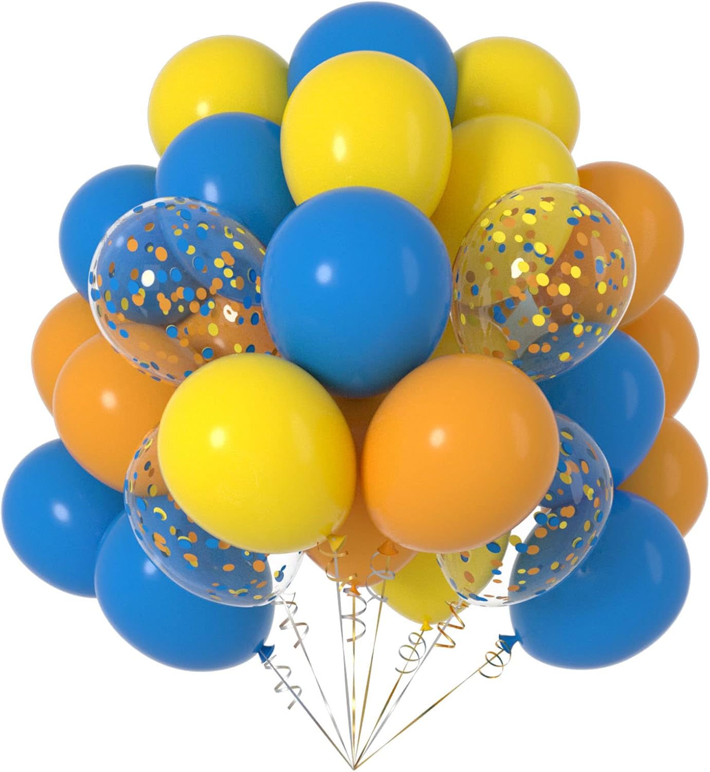 12 inch Yellow Orange Blue Confetti Balloons for Party Decorations ...