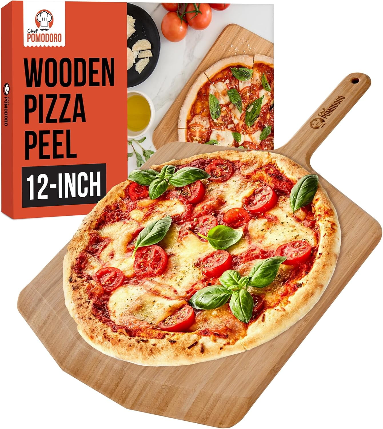 **12-inch bamboo pizza peel, wooden pizza peel 12 inch, homemade wood ...
