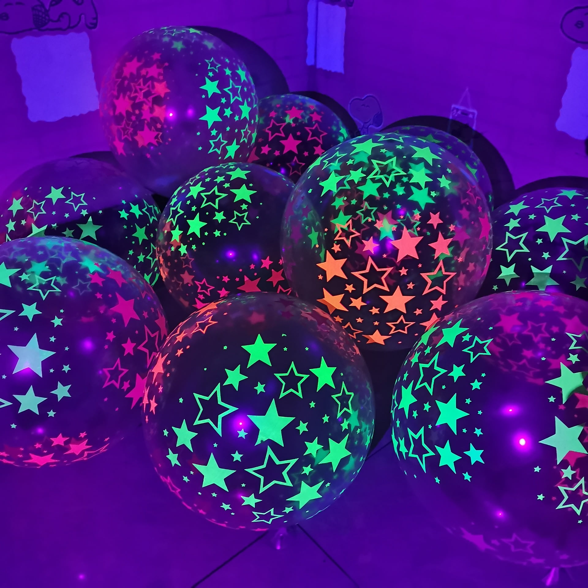 12 inch fluorescent gas star black luminous proposal Party birthday ...