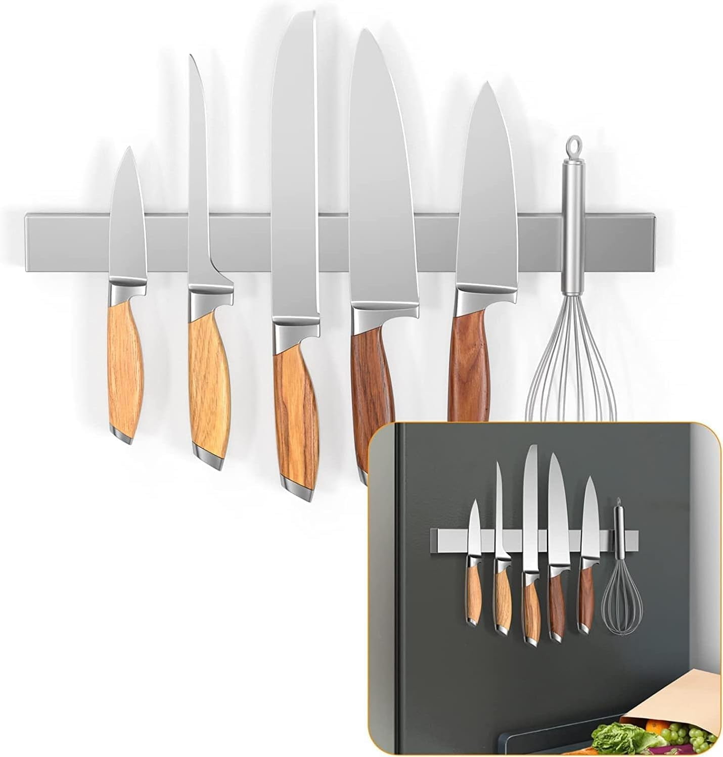 12 Inch Magnetic Knife Holder for Refrigerator Stainless Steel Double ...