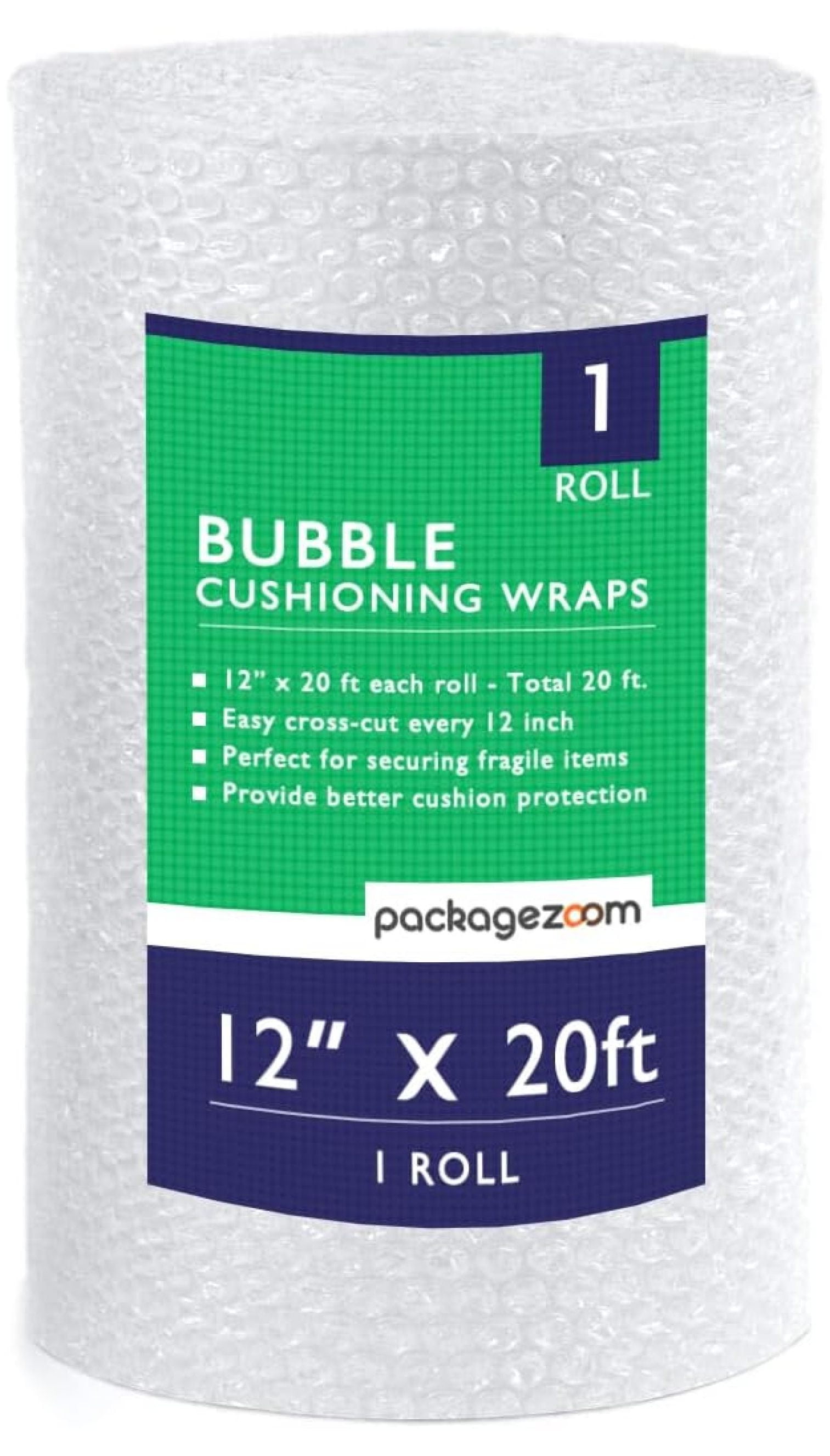 12 inch x 20 ft Bubble Cushioning Wrap, Perforated Every 12" Protective Packing Moving ...