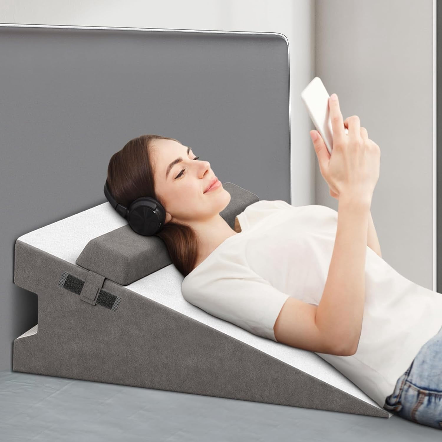 12 inches Bed Wedge Pillow with Memory Foam for Sleeping After Gerd ...