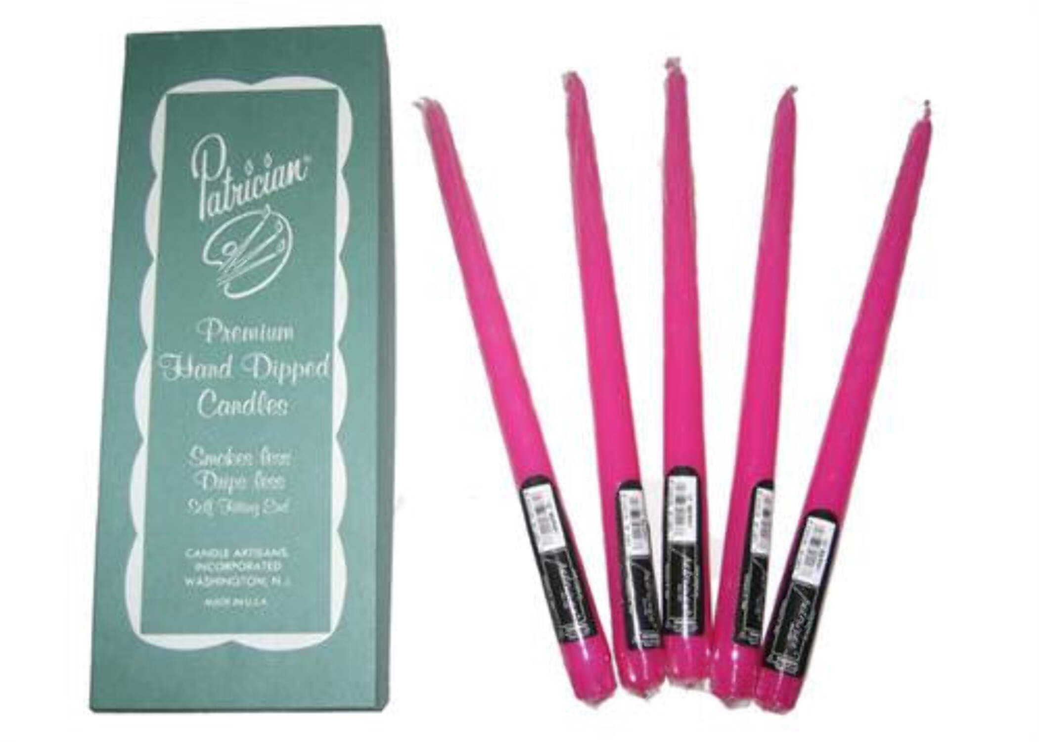 12 inches Fuchsia Hot Pink Drip-less Taper Candle Made in U.S. (Box of ...