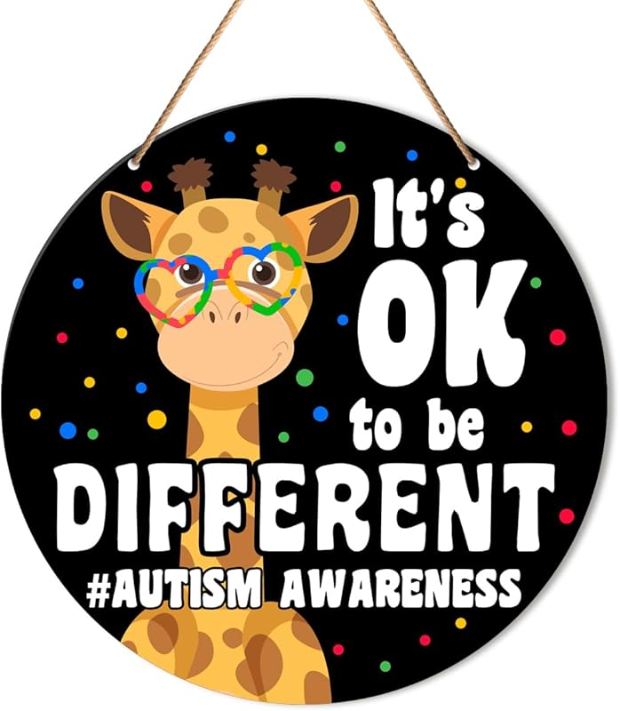 12 inches Round Wooden Door Sign Autism Awareness Sign Decor, Autism ...