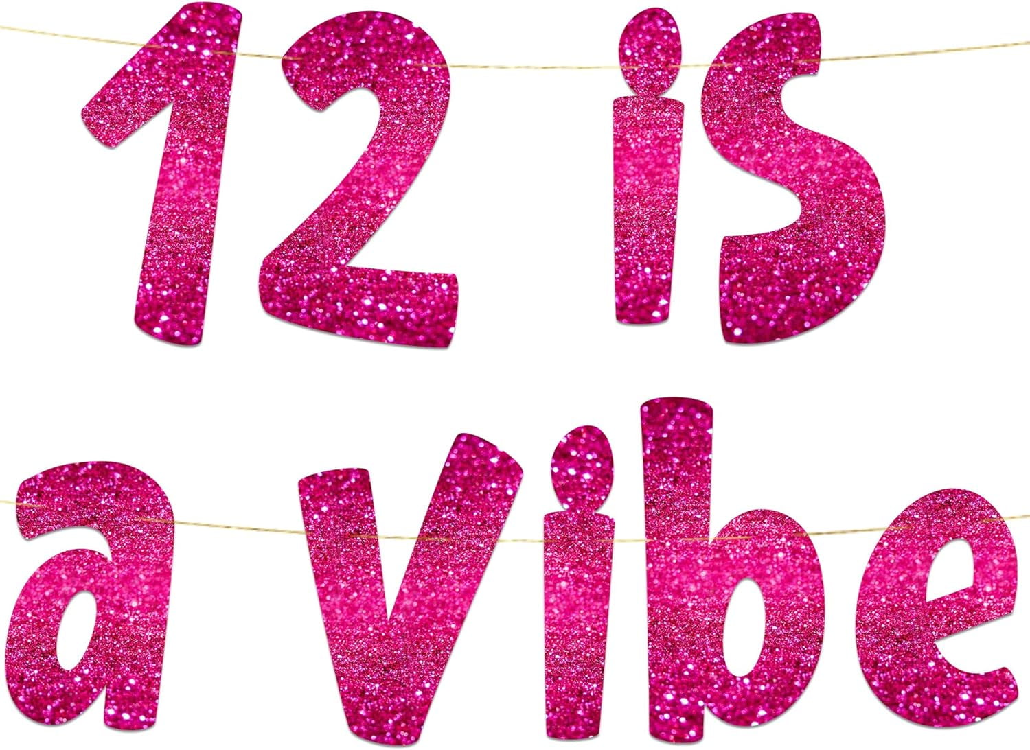 12 is a Vibe Pink Glitter Banner - 12th Birthday Party Supplies, Ideas ...
