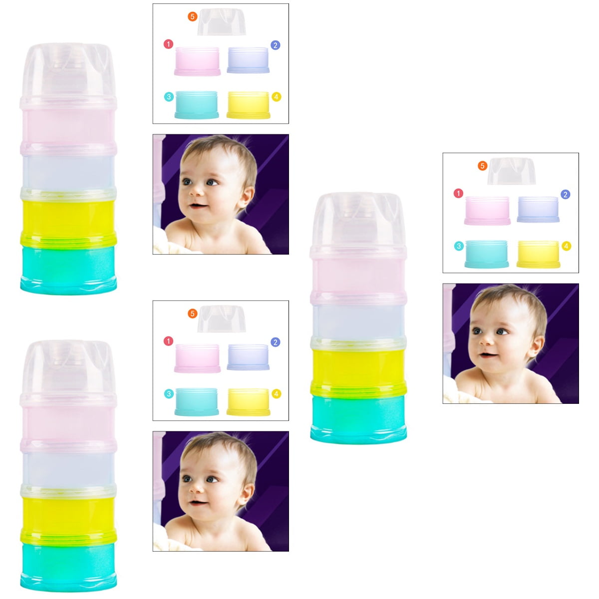 12-Layer Baby Formula Storage Container Powder Dispenser Portable ...