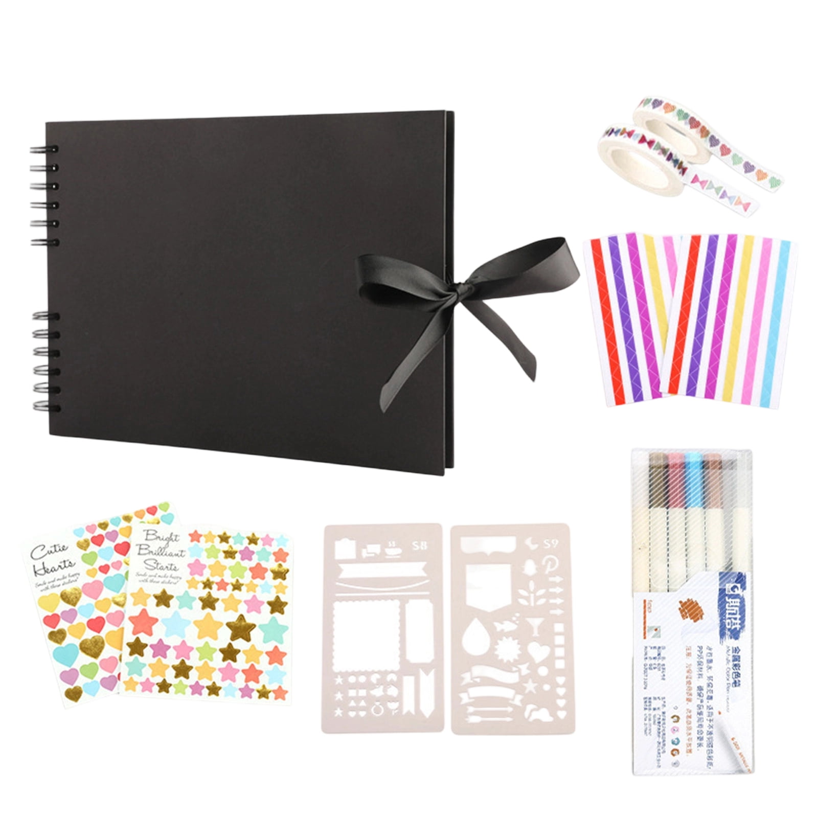 12 ml Scrapbook Album with Bow Tie Ribbon Coil, Craft Paper Photo Album ...