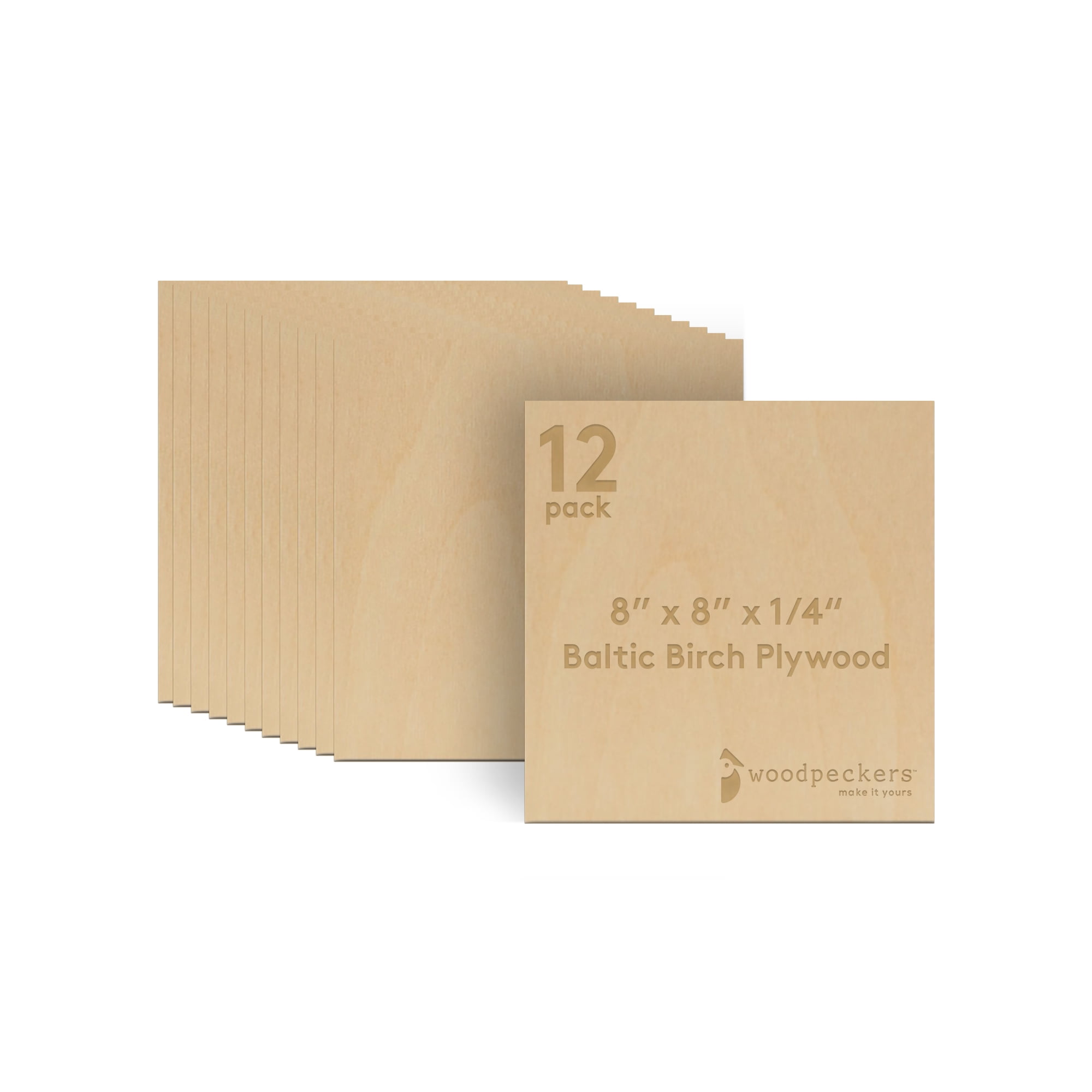 12 mm Baltic Birch Plywood 1/2 x 8 x 8 Inch, Box of 12 B/BB Grade Craft ...