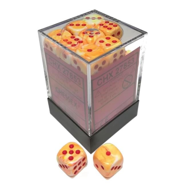 12 mm D6 Cube Festive Dice - Sunburst & Red, 36 Piece - Walmart.com