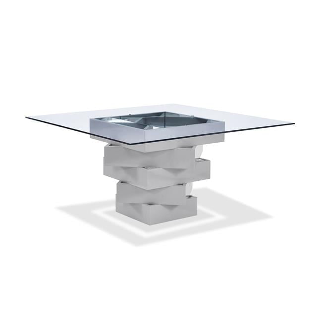 12 mm Dining Table High Gloss Gray Lacquer Geometric Base with Mirrors ...