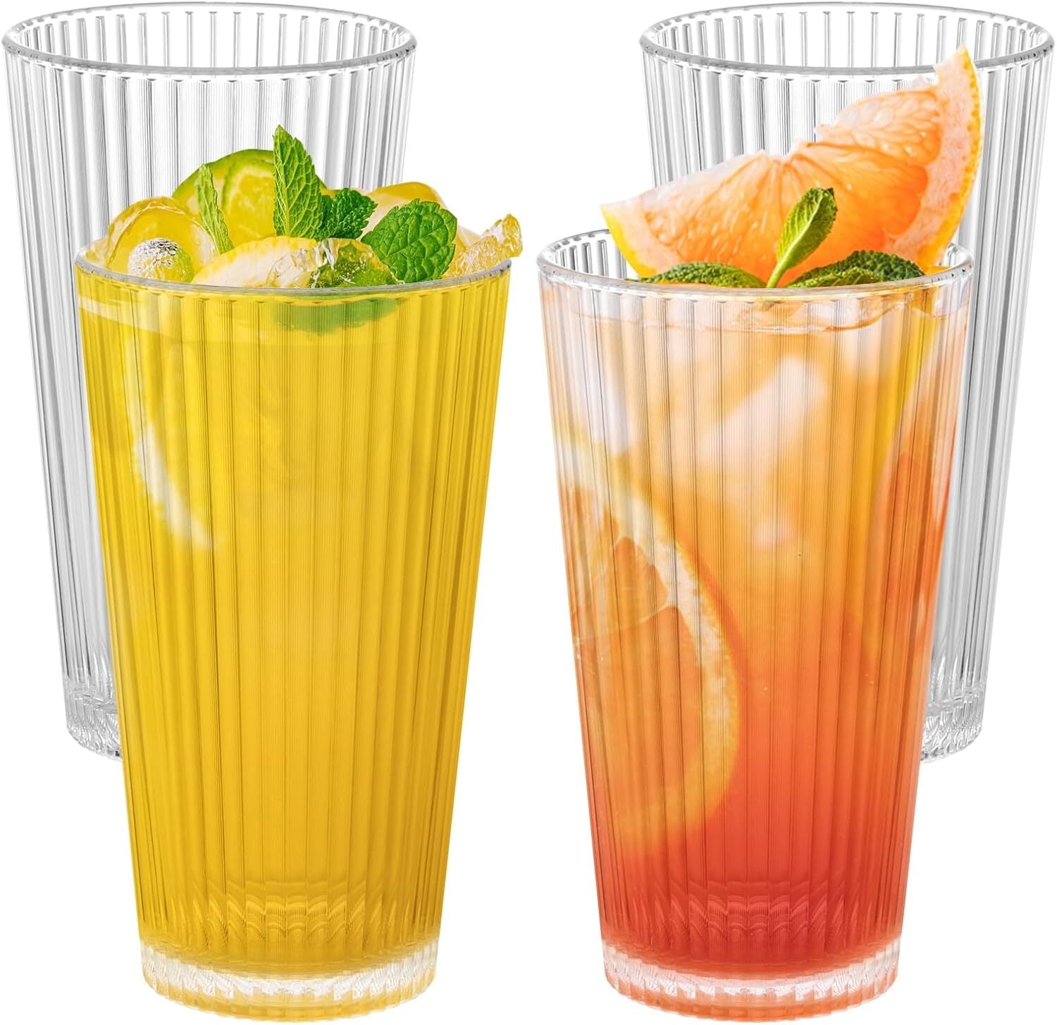 Wattne 12-Ounce Plastic Water Tumblers, Clear Unbreakable Drinking Cups ...