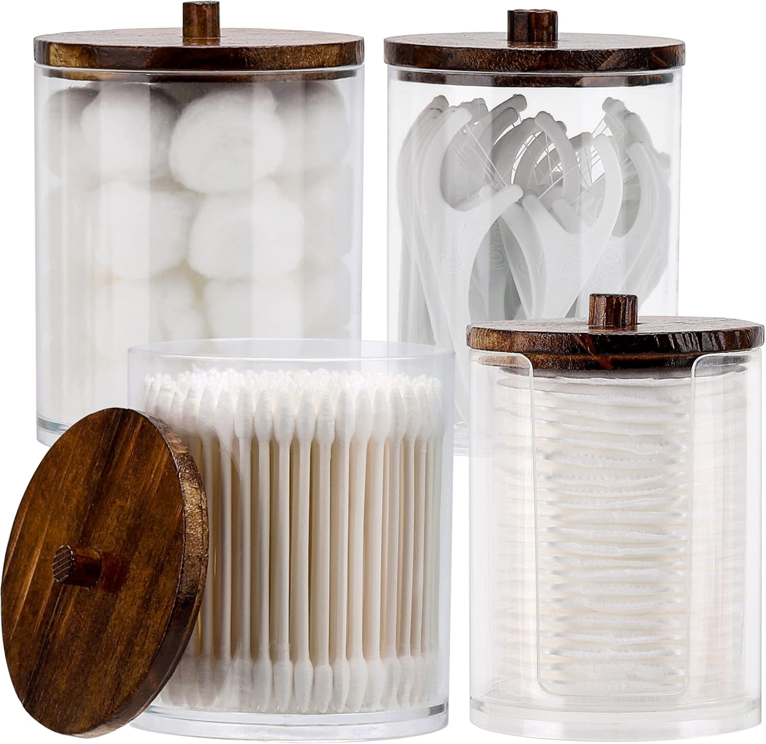 12 oz, 10 oz Qtip Holder, 4 Pcs Clear Restroom Bathroom Organizers and ...